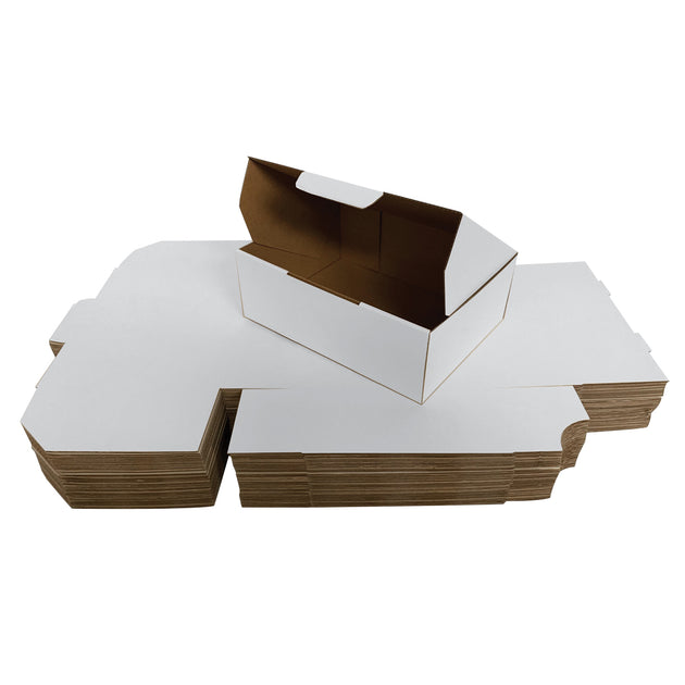 Diecut 250x190x 90mm White Mailing Boxes Die Cut Shipping Cardboard Carton