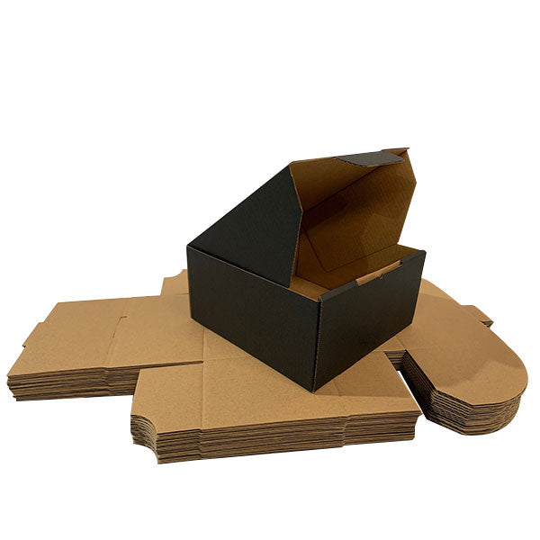 Black Mailing Boxes 150 x 150 x 75mm Die Cut Shipping Packing Cardboar